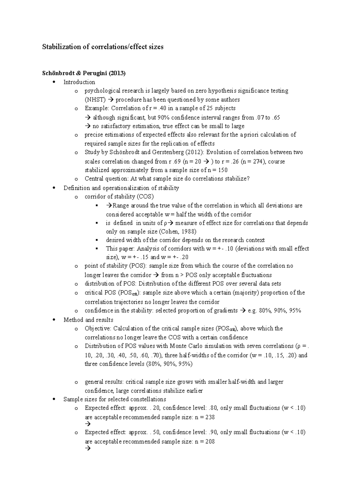 Summary 5 - Stabilization of correlations and effect sizes ...