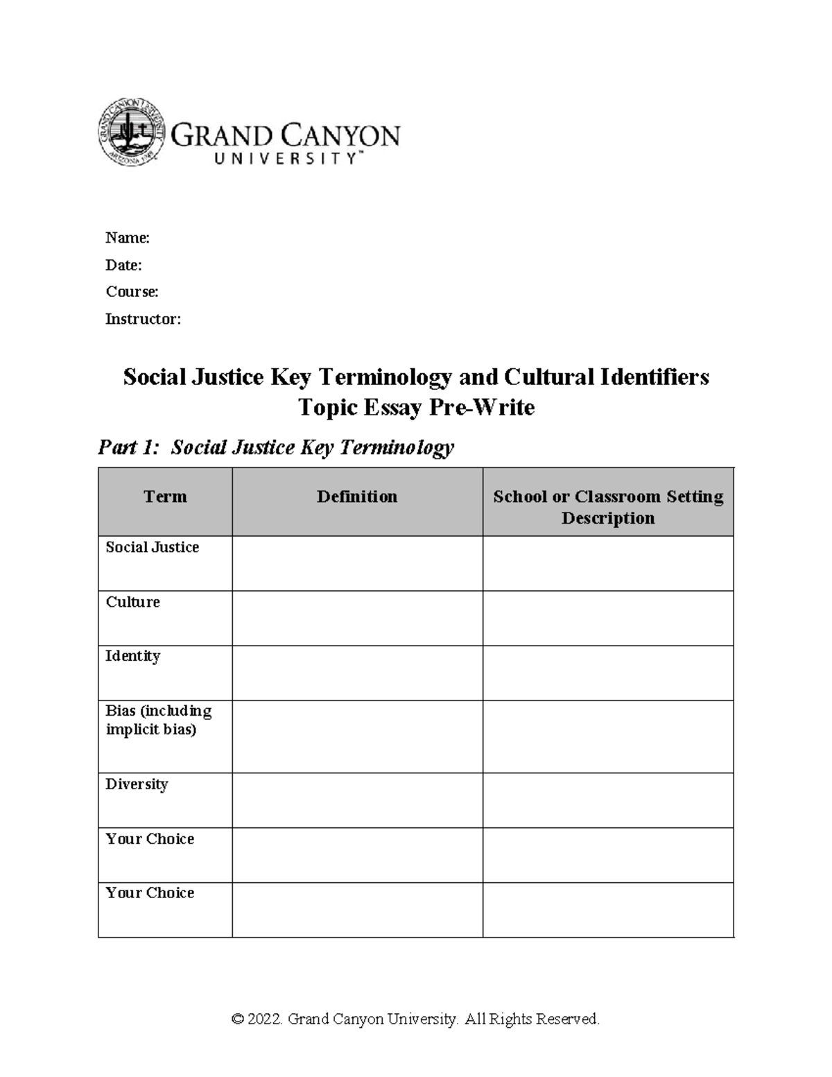 Template - Topic 1 Assignemnt - Name: Date: Course: Instructor: Social ...