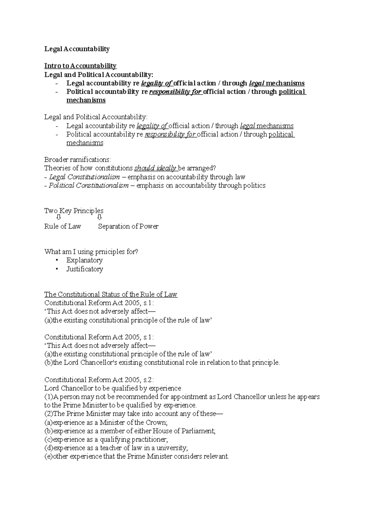 Public Law I - Legal Accountability - Legal Accountability Intro to ...