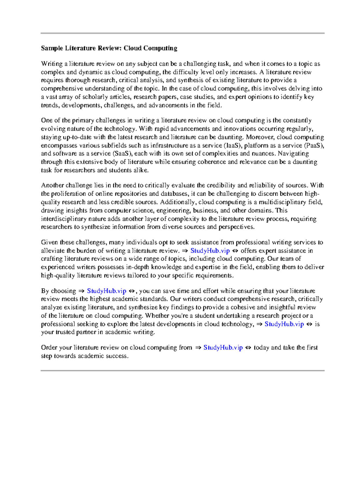 Sample Literature Review Cloud Computing - Sample Literature Review: Cloud Computing Writing a ...