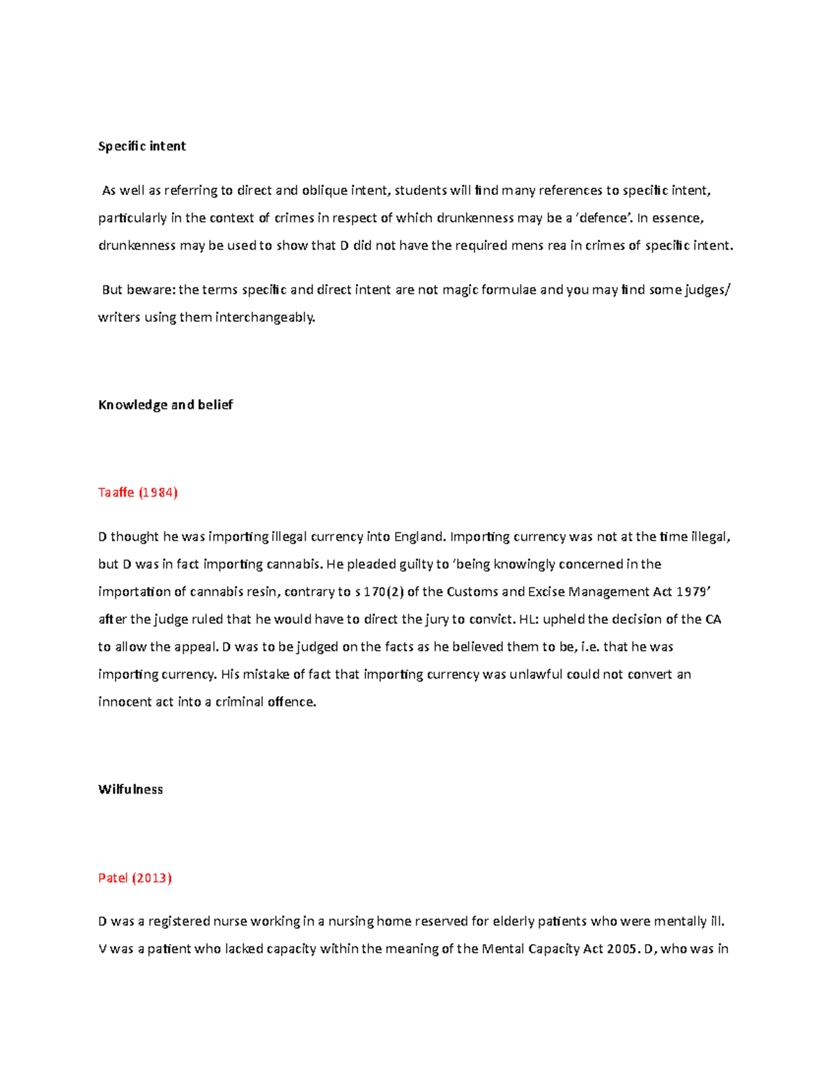 Specific intent - Criminal Law - Specific intent As well as referring ...