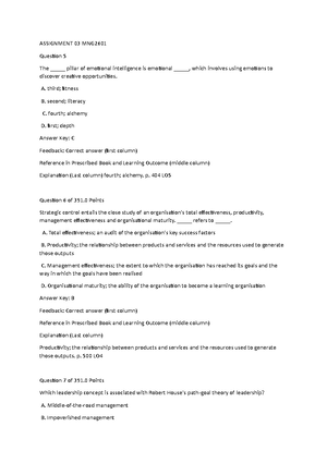 MNG2601 MOCS - MNG2601 MOCS ASSIGNMENT 1 Question 1 of 101 Points ...