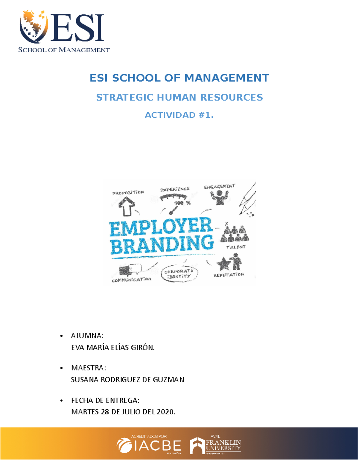 ACTV. #1, Sesión 1, RH - recursos humanos - ESI SCHOOL OF MANAGEMENT ...