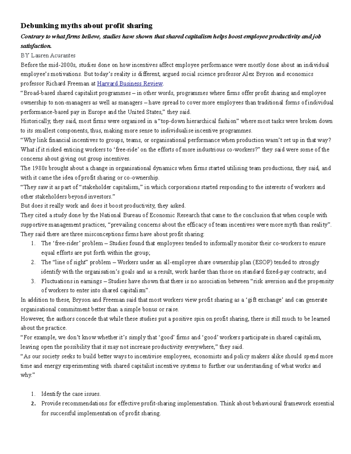 Debunking myths about profit sharing - Debunking myths about profit ...