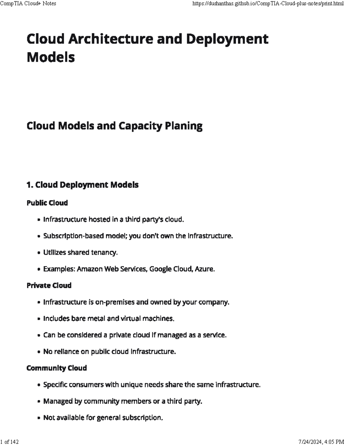 Cloud architecture and deployment models - CS 100 - Studocu