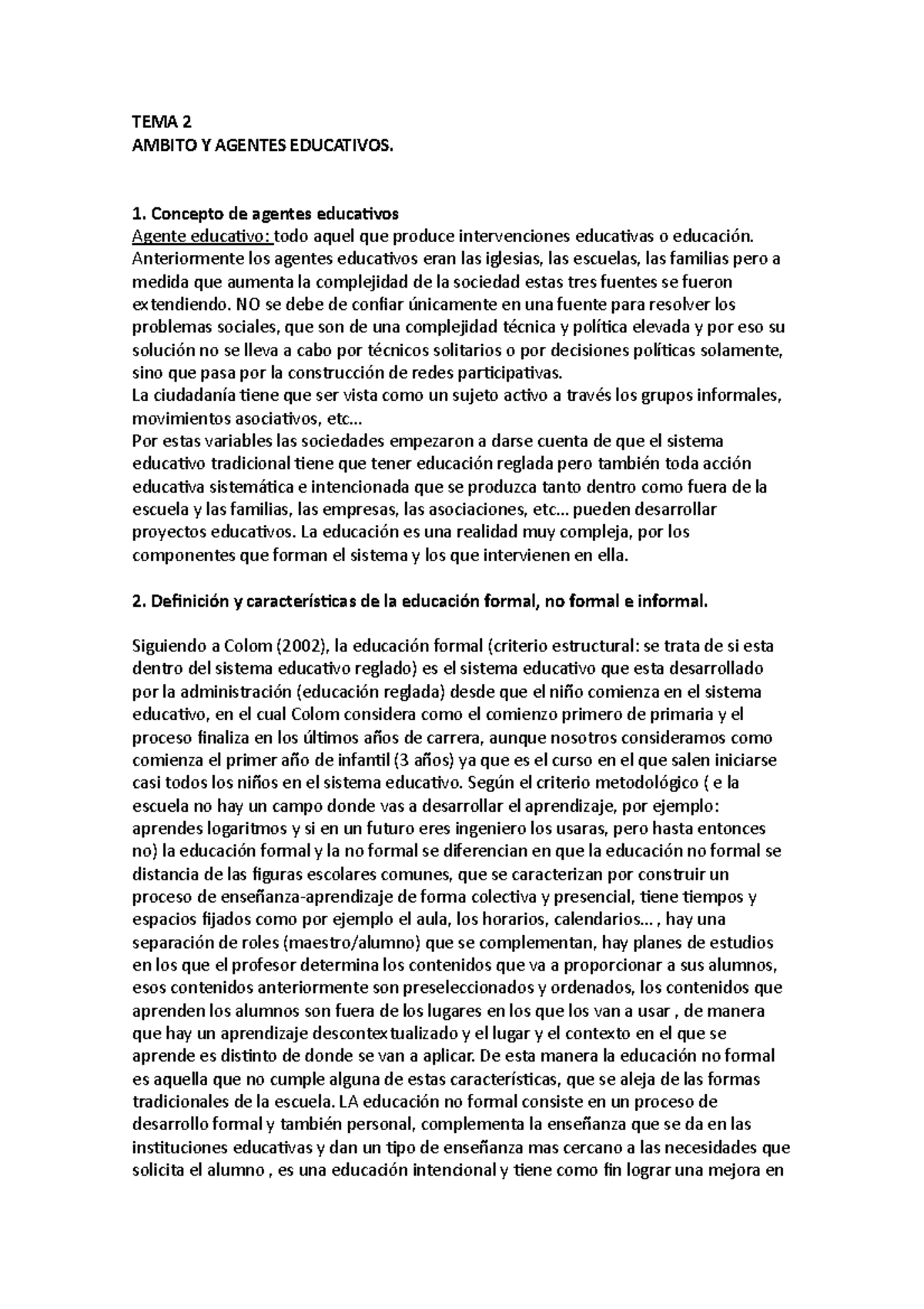 Teorias apuntes - TEMA 2 AMBITO Y AGENTES EDUCATIVOS. Concepto de ... Teorias apuntes - TEMA 2 AMBITO Y AGENTES EDUCATIVOS. Concepto de ...
