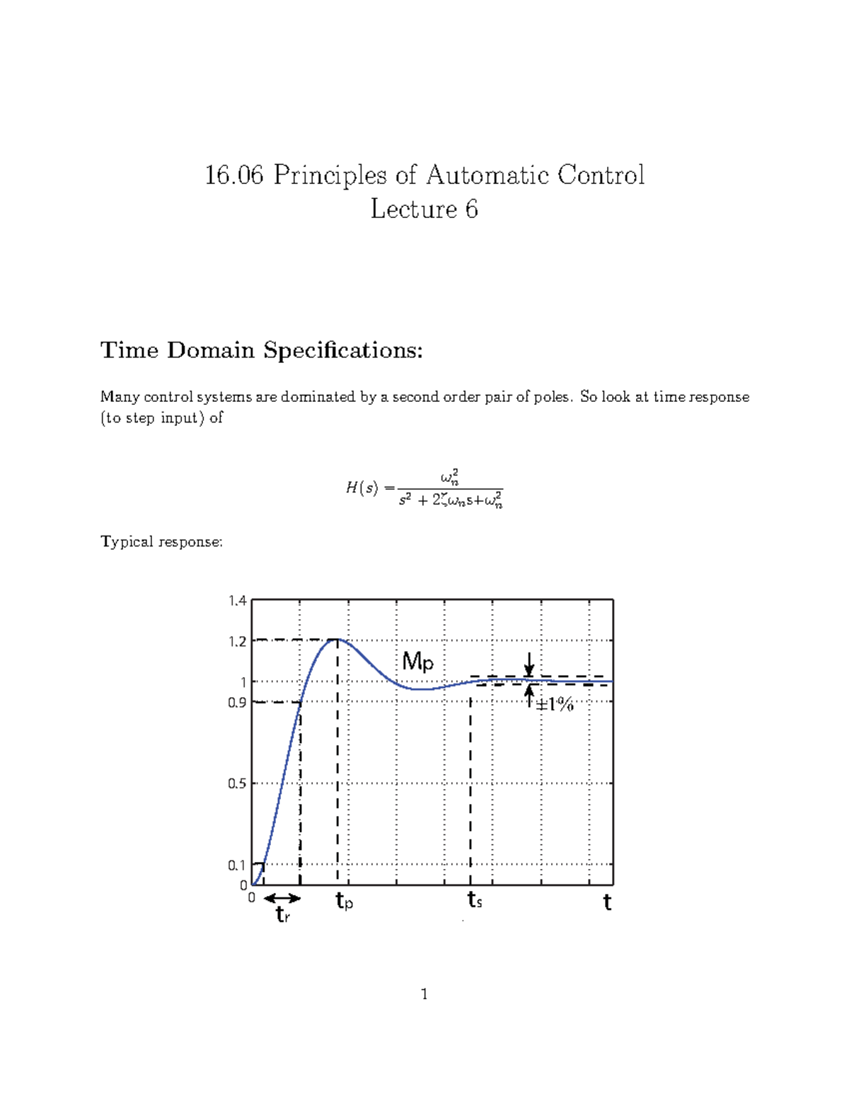 Lecture notes, lectures 6 - 10 - Fall 2012 - 16 Principles of Automatic ...