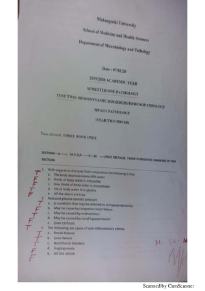 Pathology test 1 - Quick test review - Human Pathology - Studocu