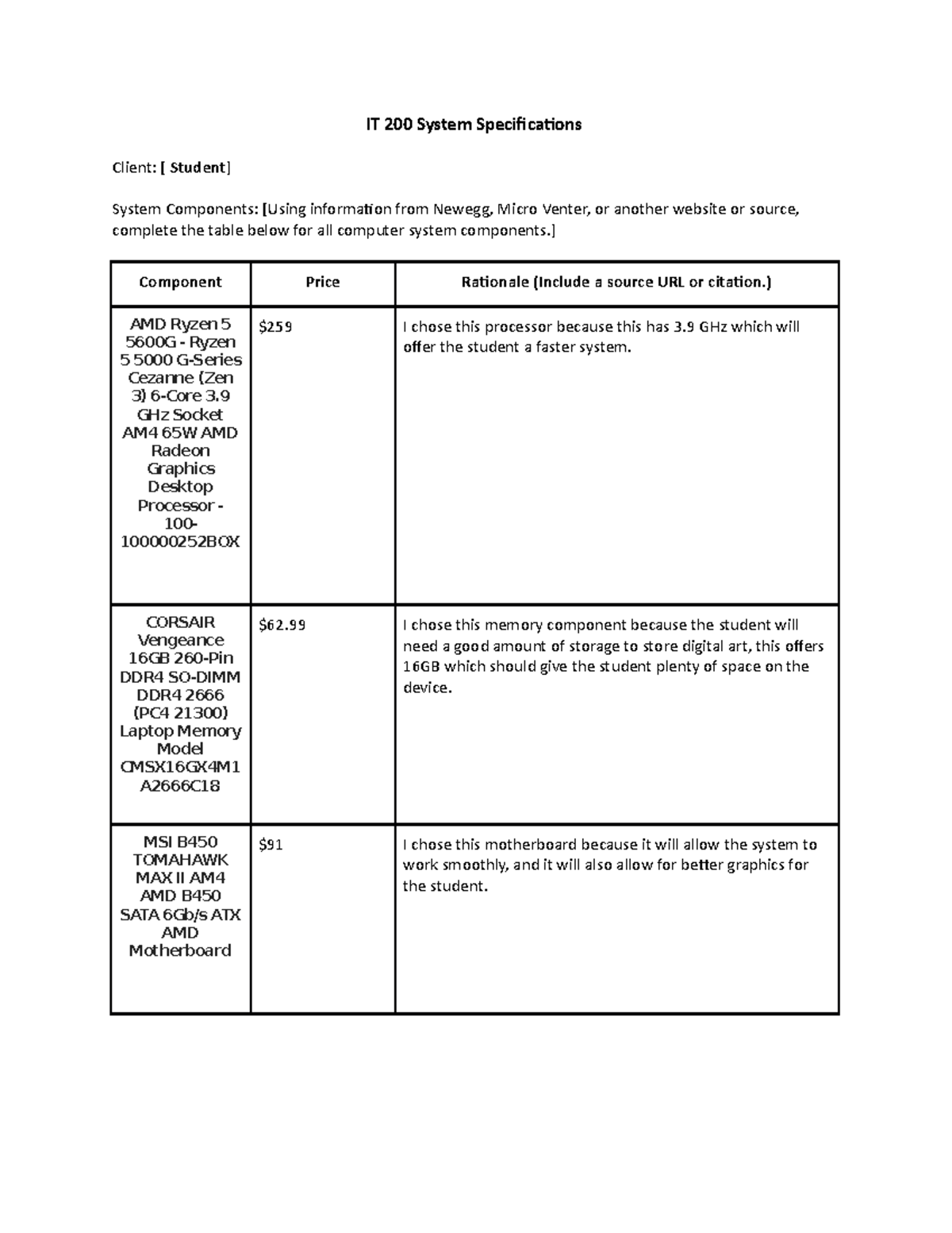 IT 200 System Specifications - IT 200 System Specifications Client ...