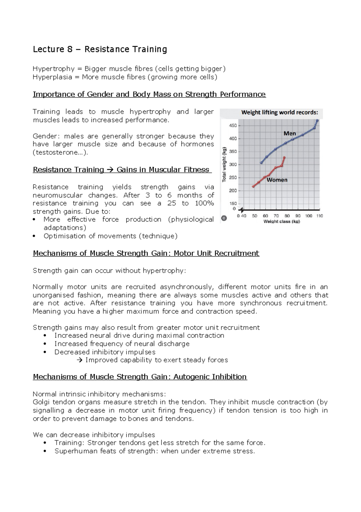 Resistance Training | Physiology Semester 2 Lecture 8 - Lecture 8 ...