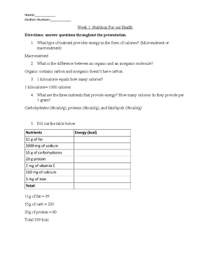 Week 2 Lab Handout - Week 2 Lab Worksheet - Section Number:__________ Week 2: Designing a ...