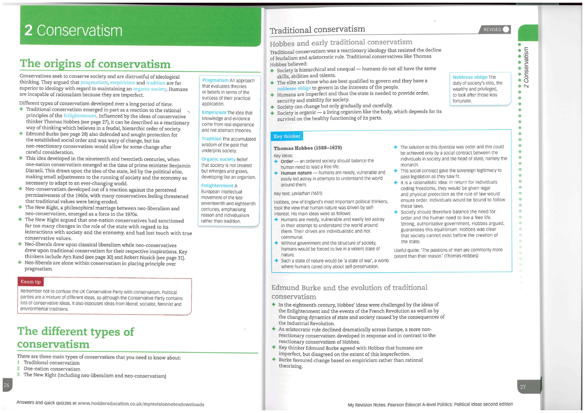 Conservatism Review Notes 1 - 2 Conservatism Traditional conservatism ...