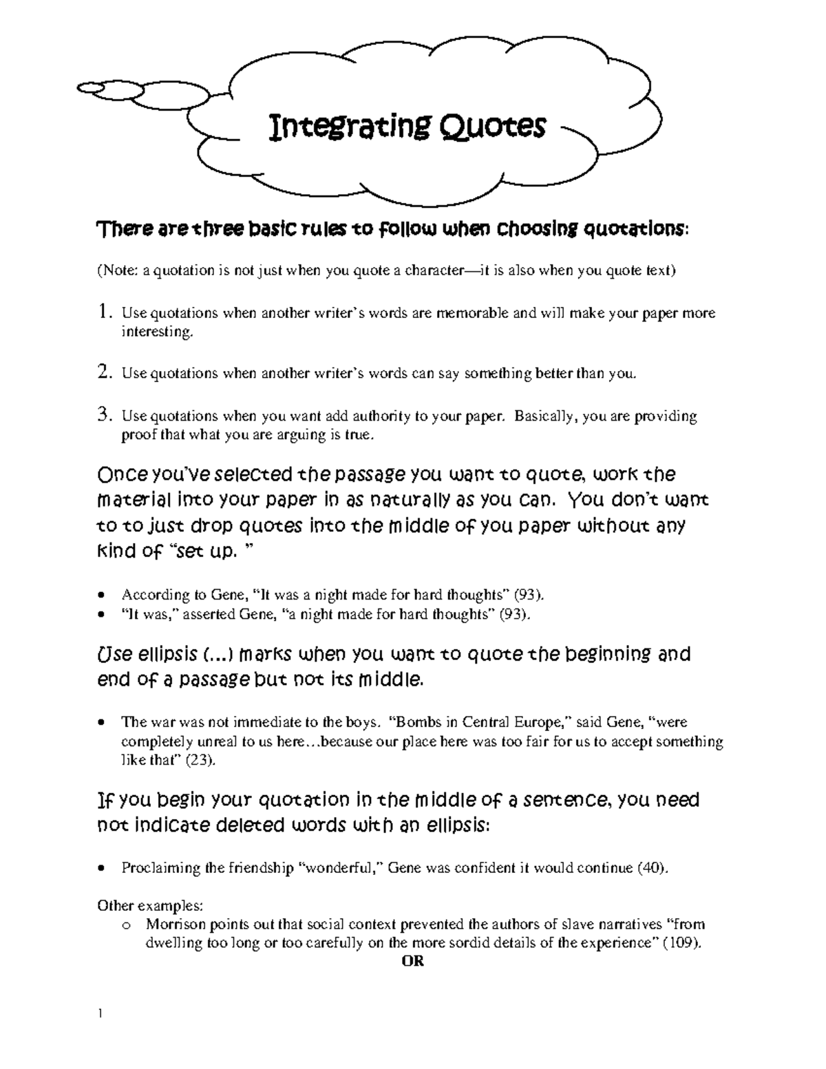 Integrating Quotes - Reference - Integrating Quotes There are three ...