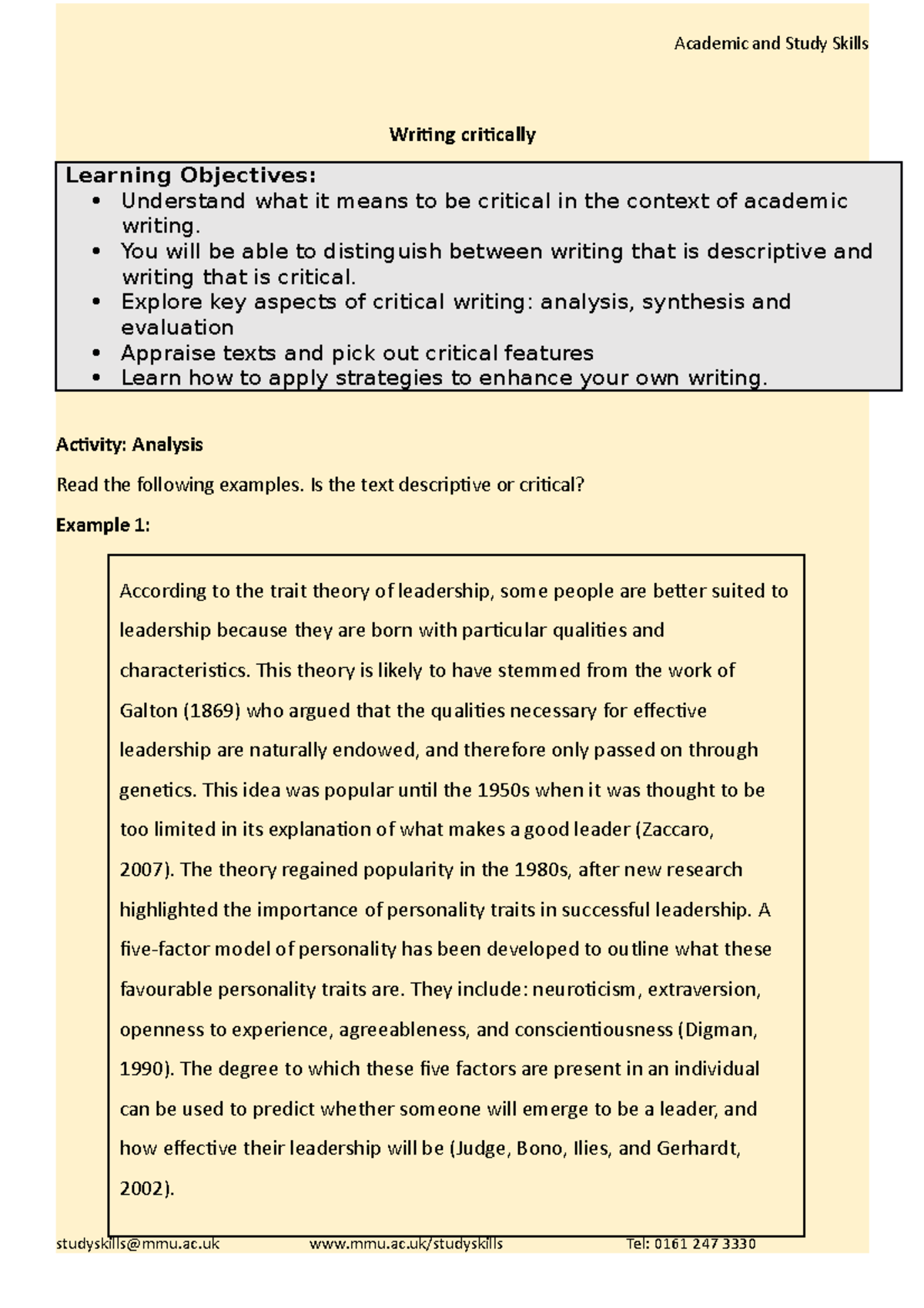 Prep-Writing-Critically - Writing critically Learning Objectives ...