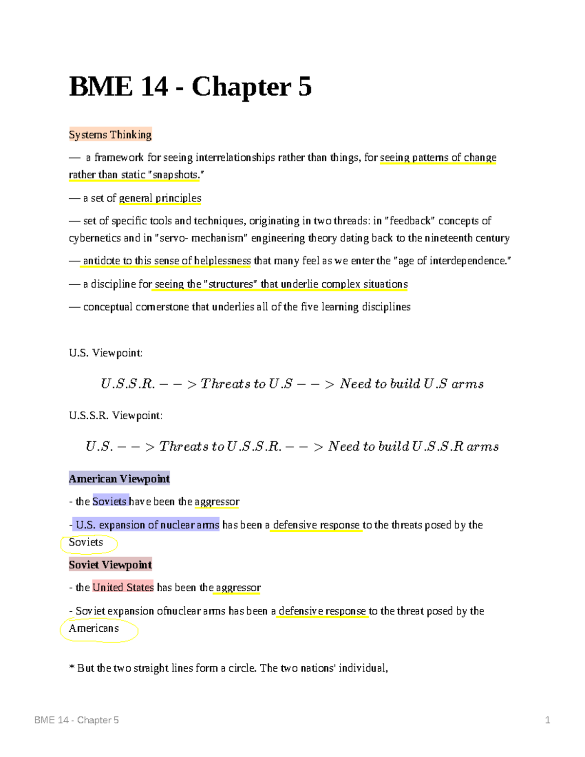 BME 14 - Chapter 5 - BME 14 NOTES - BME 14 - Chapter 5 Systems Thinking ...