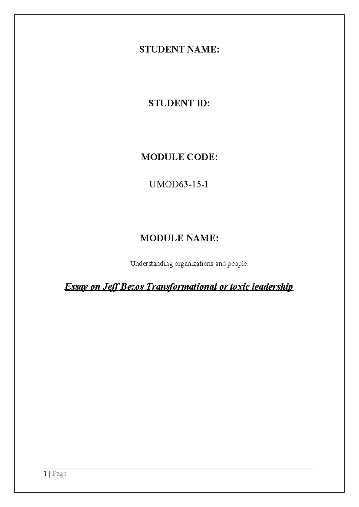 Amazon - Not Applicable - STUDENT NAME: STUDENT ID: MODULE CODE: UMOD63-15- MODULE NAME: - Studocu