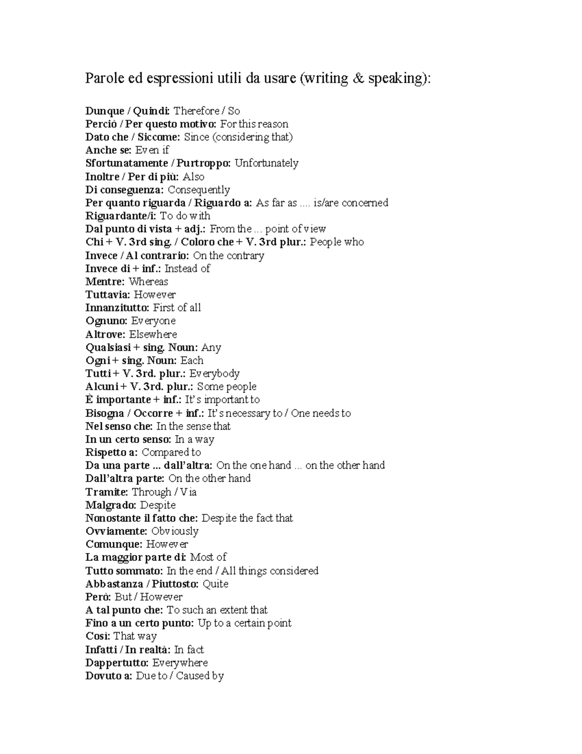 As linking words - Summary Use of French - Parole ed espressioni utili ...