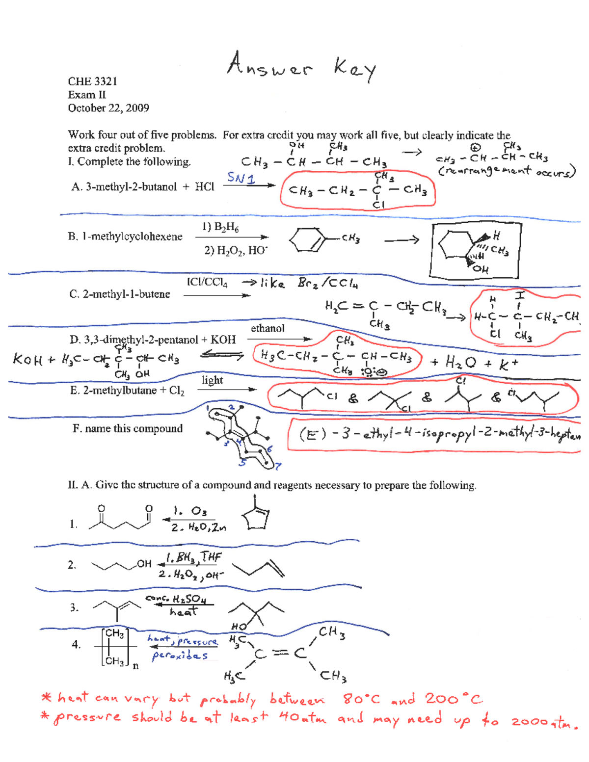 Orgo I Exam 2 Version A Answer Key (UD) - CHE 201 - Studocu