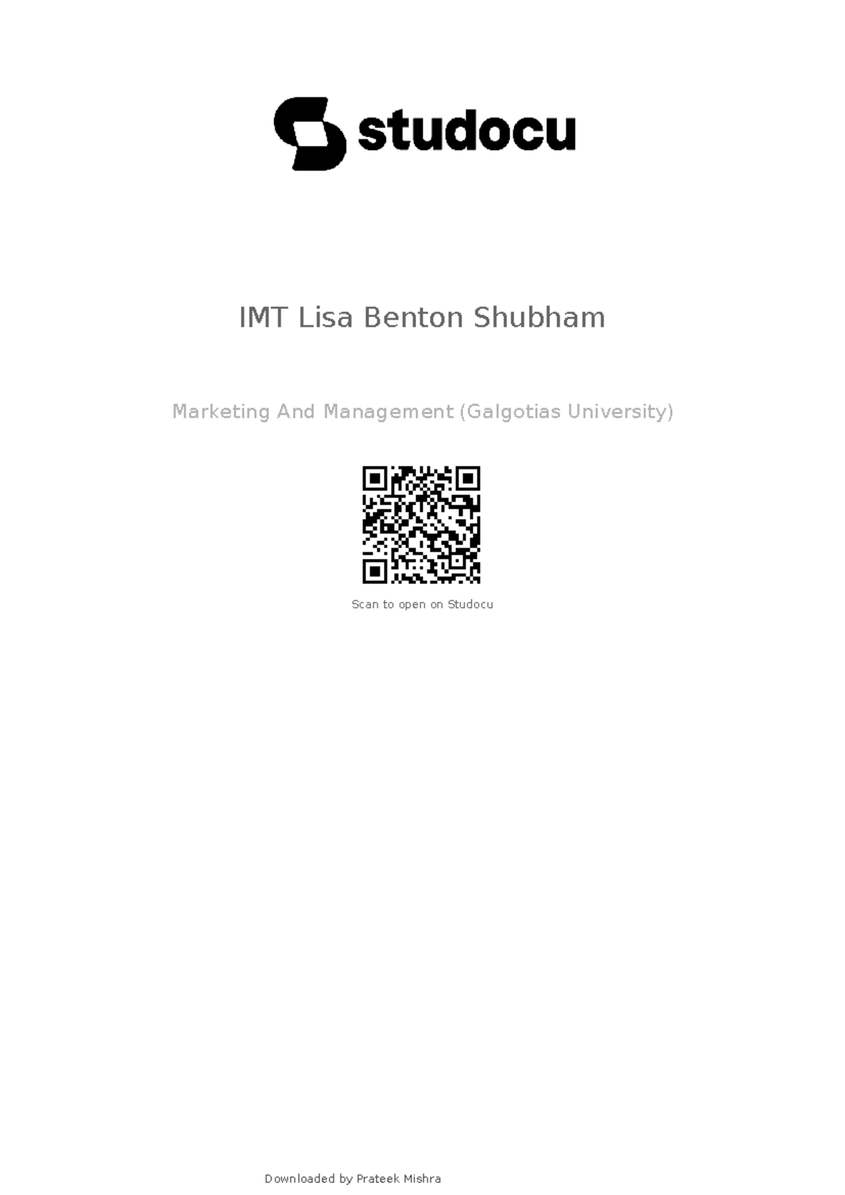 Imt lisa benton shubham - IMT Lisa Benton Shubham Marketing And Management (Galgotias University ...