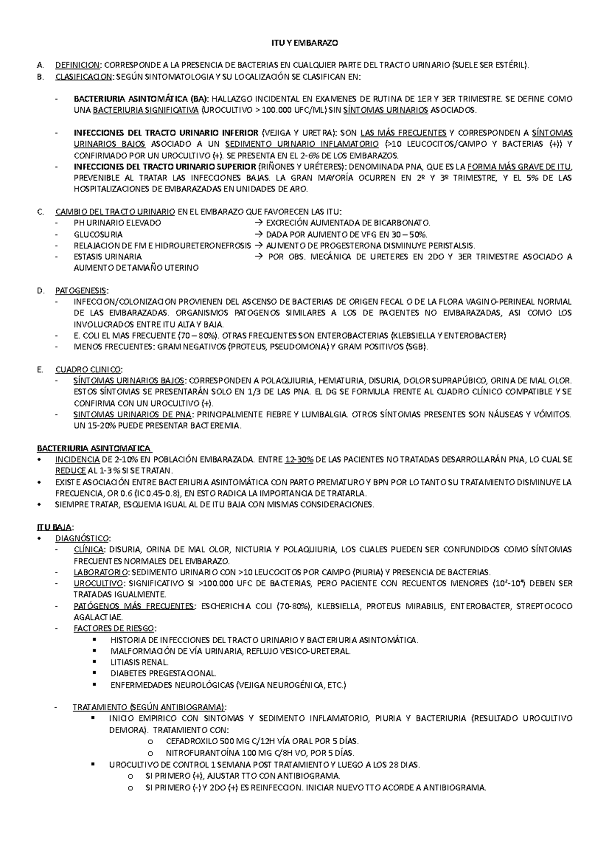 Resumen ITU Y Embarazo - ITU Y EMBARAZO A. DEFINICION : CORRESPONDE A ...