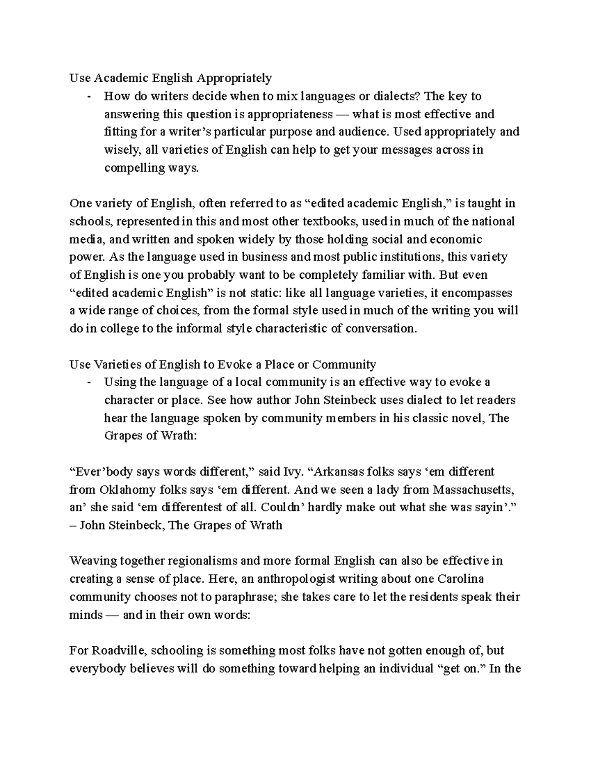 Rhetoric and Composition notes 2 - Use Academic English Appropriately ...