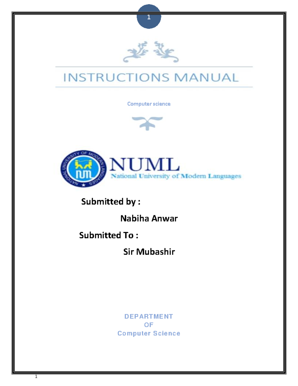 Nabiha dld report final dld - Computer science Submitted by : Nabiha ...