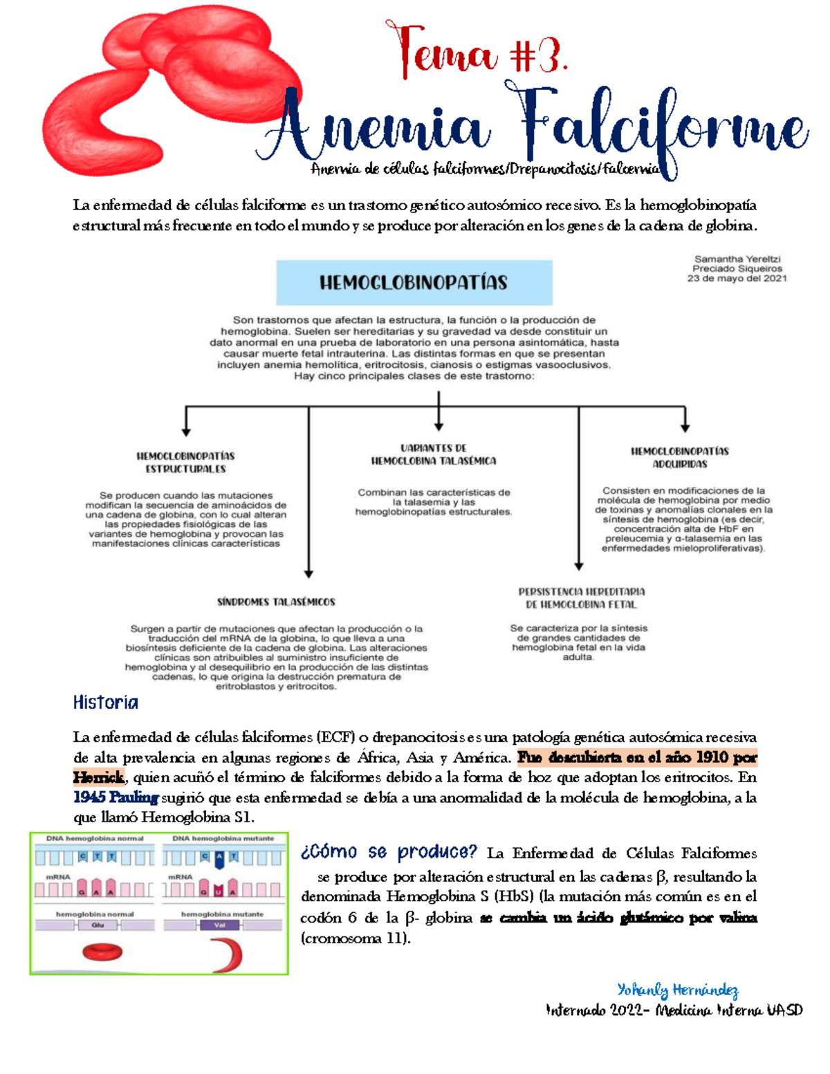 3. Anemia Falciforme - FALCEMIA - Yohanly Hernández La enfermedad de ...