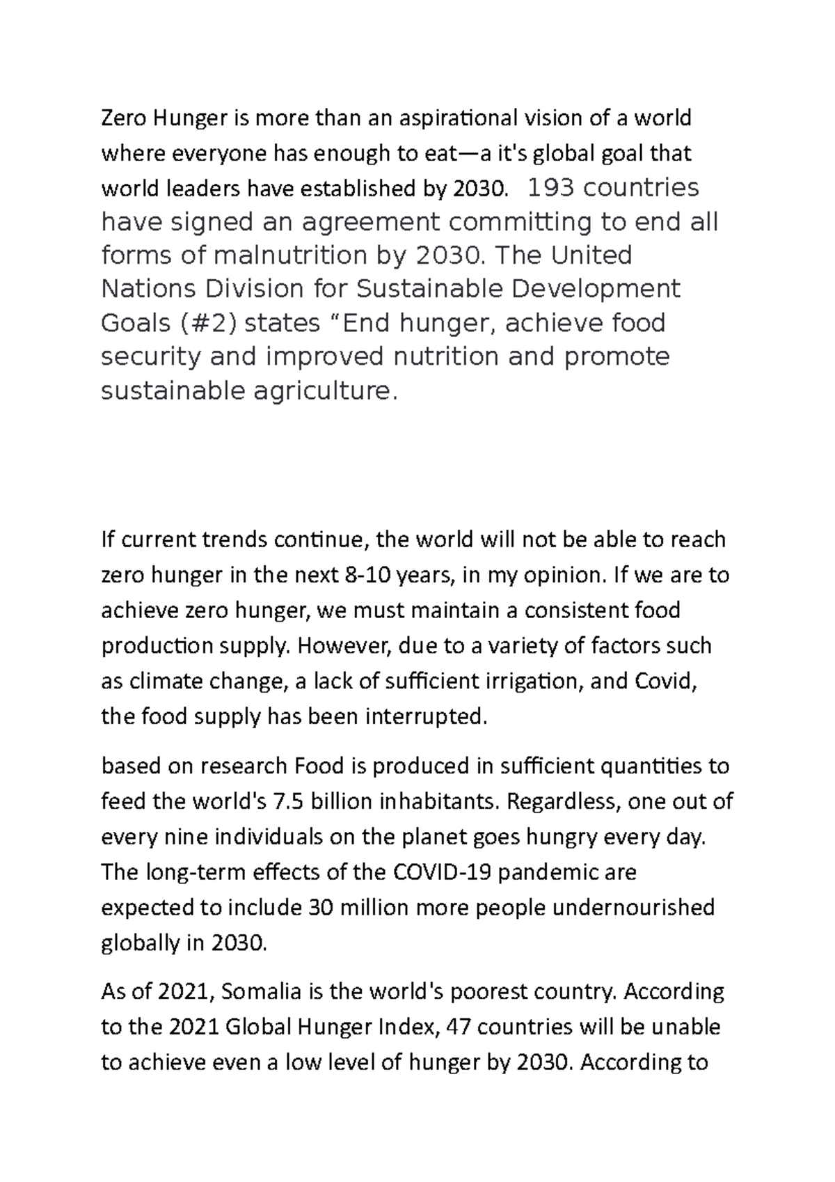 Zero Hunger is more than an aspirational vision of a world where ...