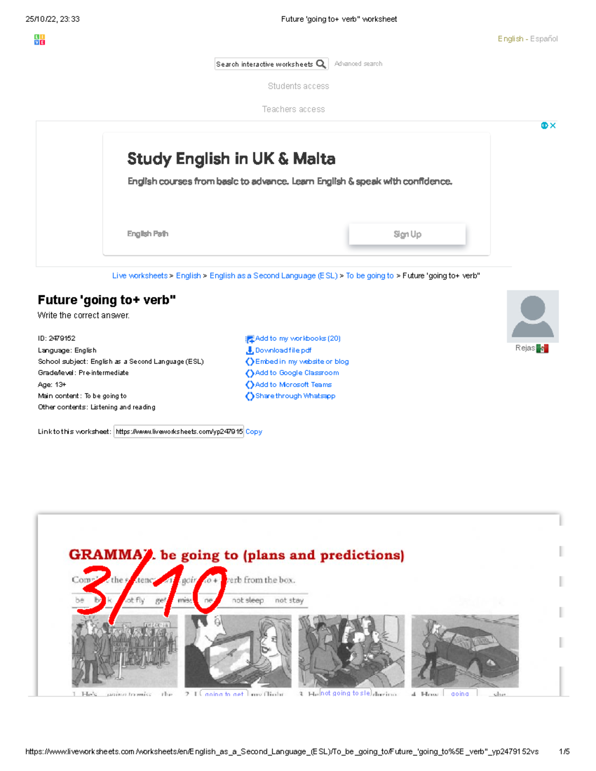 Trabajo 2 Ingles - kokokok - English - Español Students access Teachers ...