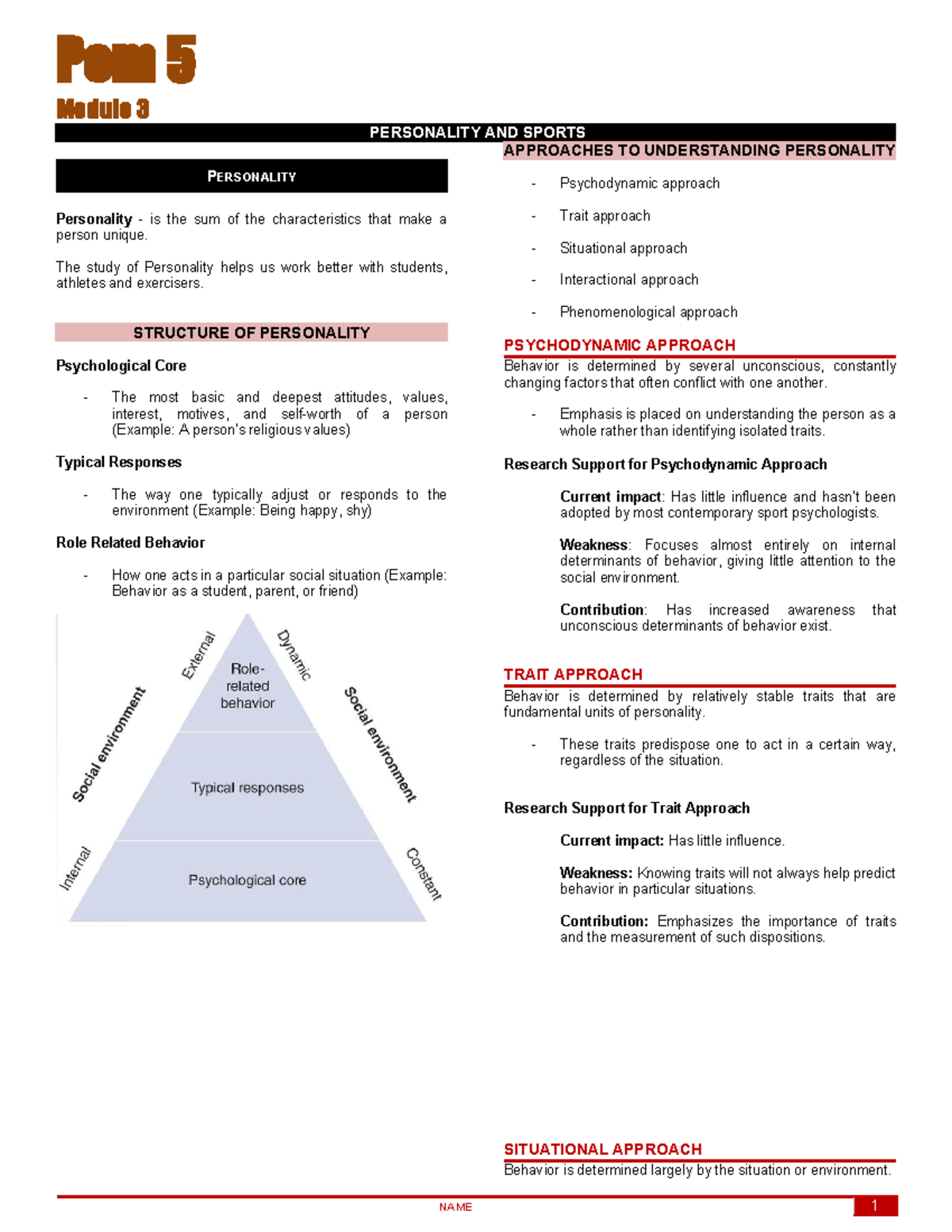 Module 3 pem 5 - EXERCISE AND SPORTS PSYCHOLOGY - Pem 5 Module 3 ...