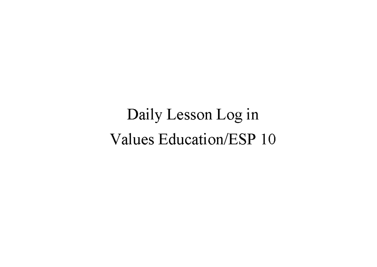 DLL Values ED ESP 10 Q1 059a17ec67 - Daily Lesson Log in Values ...