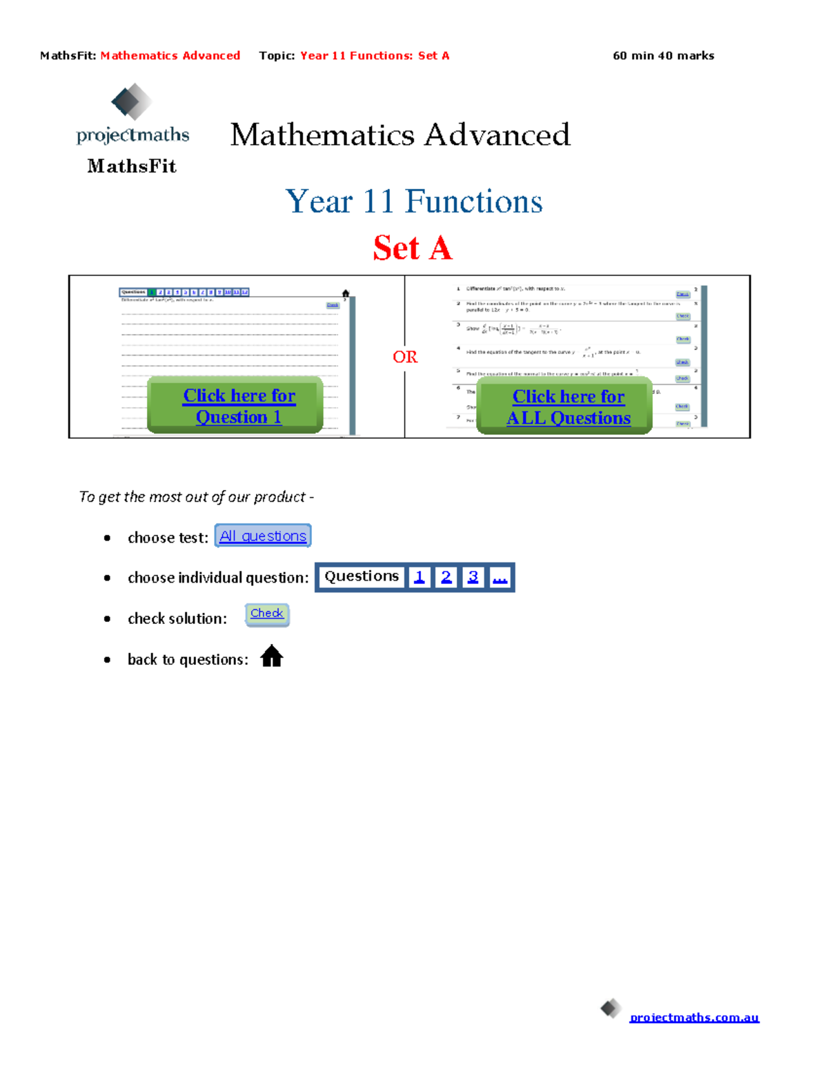 Year 11 Functions - Set A - MA-Maths Fit - Mathematics Advanced ...