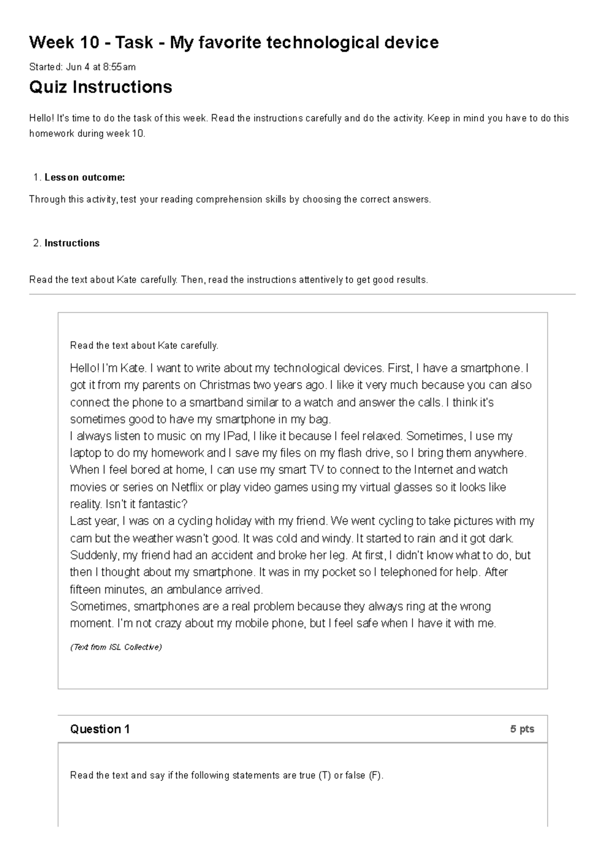 Quiz Week 10 - Task - My favorite technological device - Week 10 - Task ...