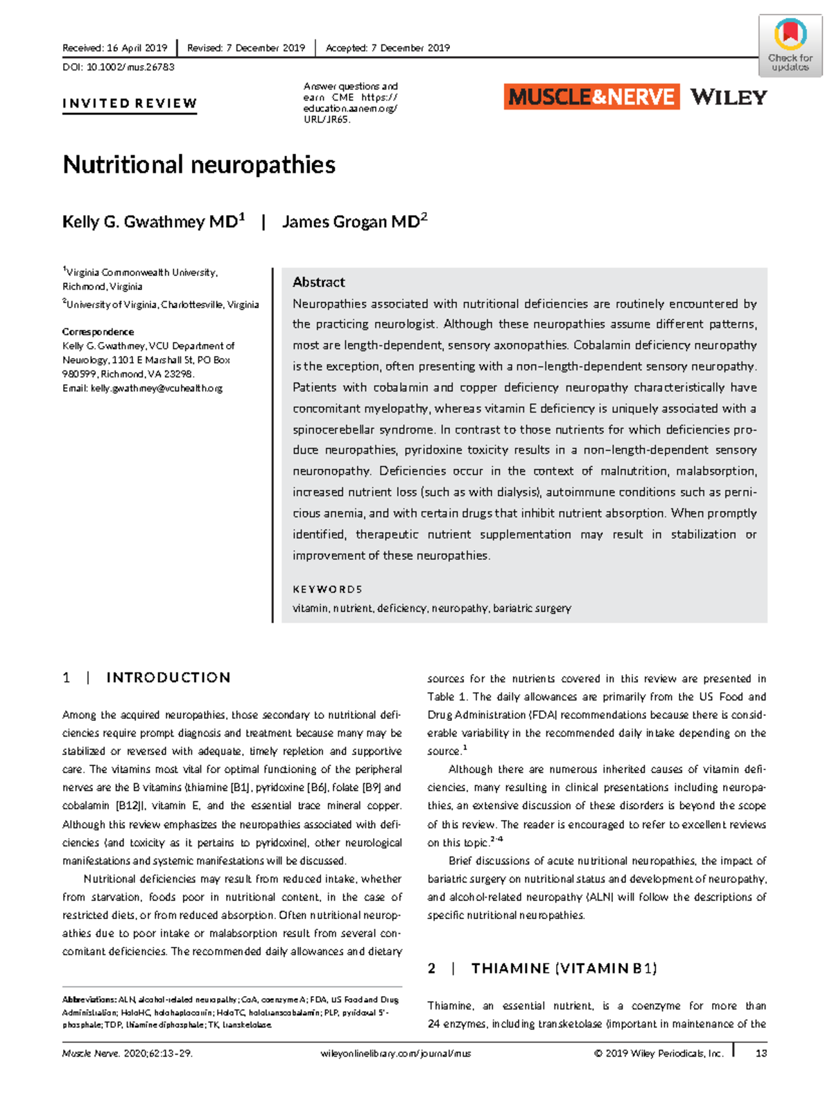 Nutritional neuropa - Answer questions and earn CME https:// education ...