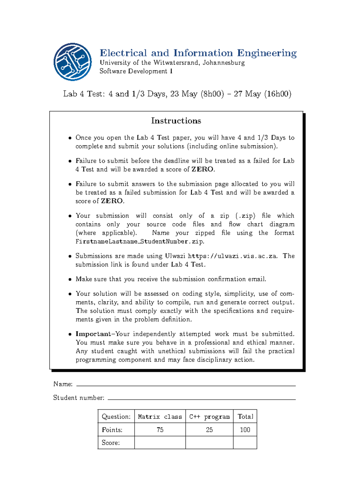 Elen2020a 2022 lab 4 test - Electrical and Information Engineering ...
