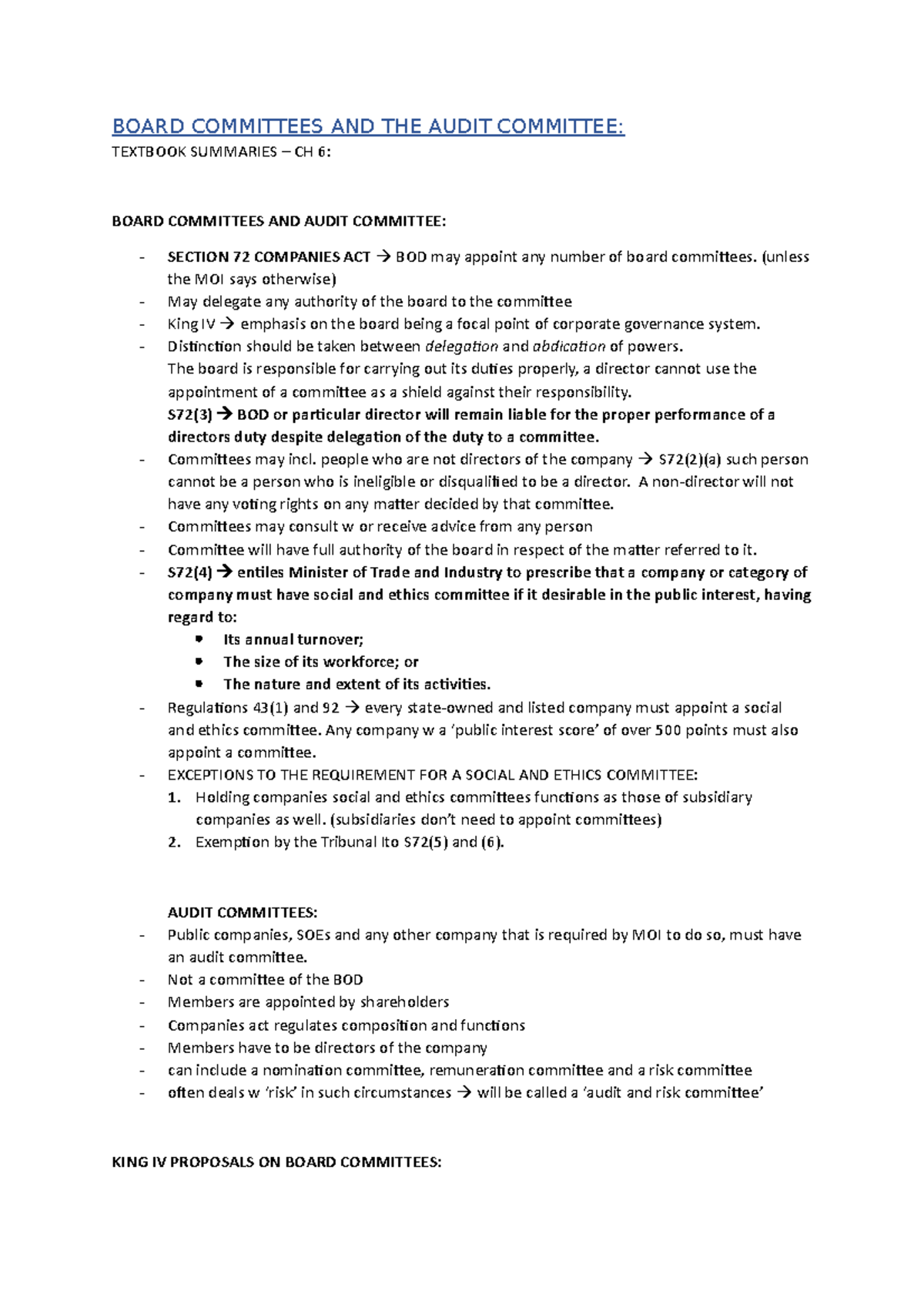 Board Committees AND THE Audit Committee - BOARD COMMITTEES AND THE ...