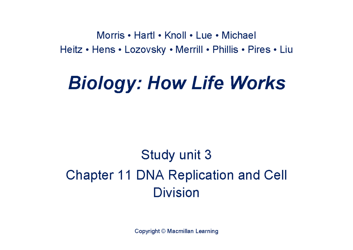 SU 3 Cell division - Biology: How Life Works Study unit 3 Chapter 11 ...
