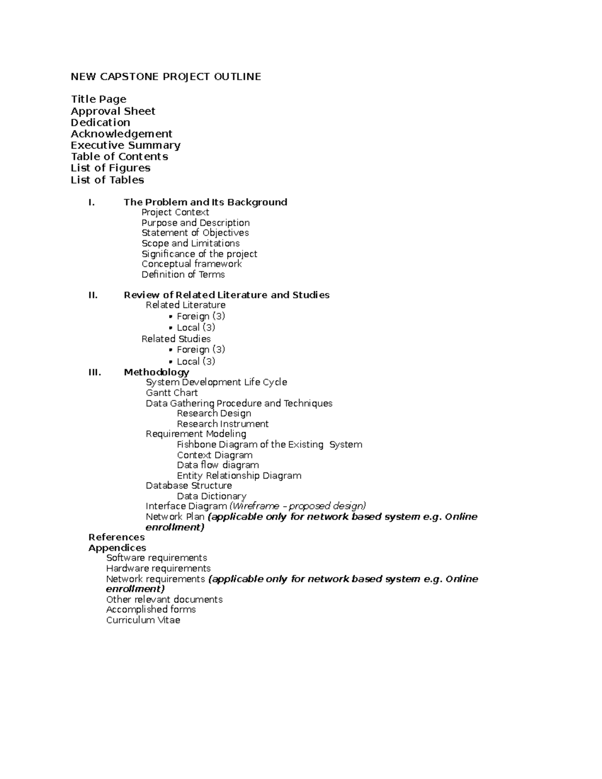 Capstone Format - NEW CAPSTONE PROJECT OUTLINE Title Page Approval ...