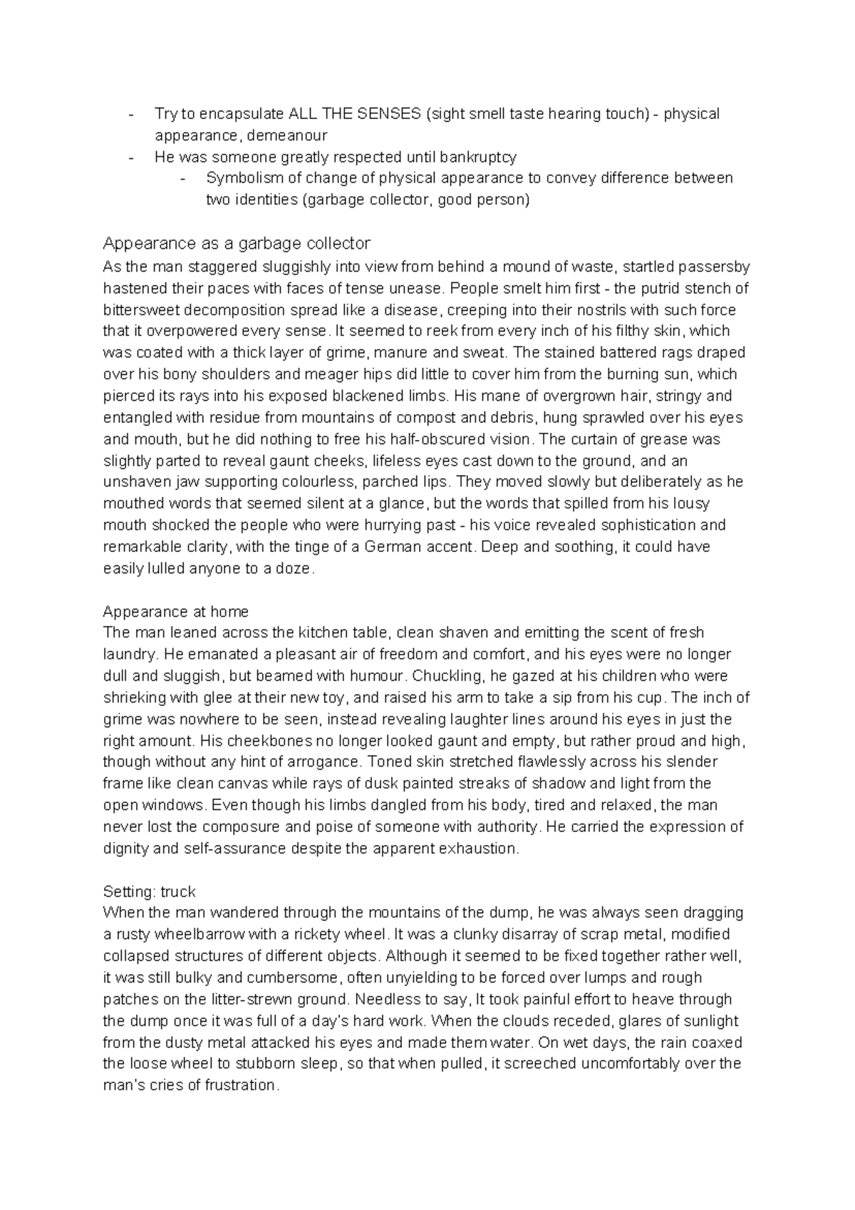 Creative writing E1 - hand in - Try to encapsulate ALL THE SENSES ...