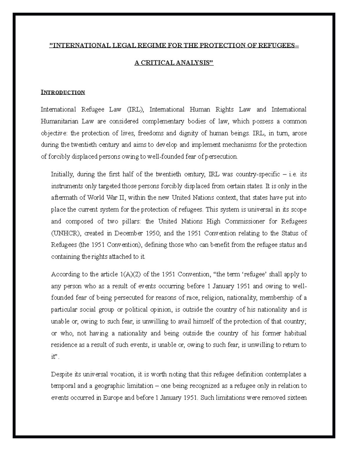 Dissertation Synopsis- Kalpana Thapad - "INTERNATIONAL LEGAL REGIME FOR ...