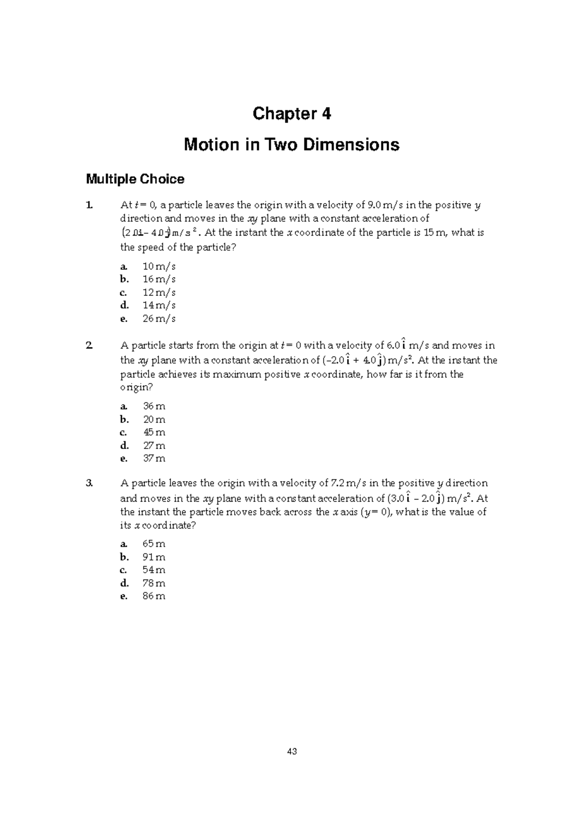 BSC121 TB chapter 4 Practice Material 2019-2020 - 43 Chapter 4 Motion ...