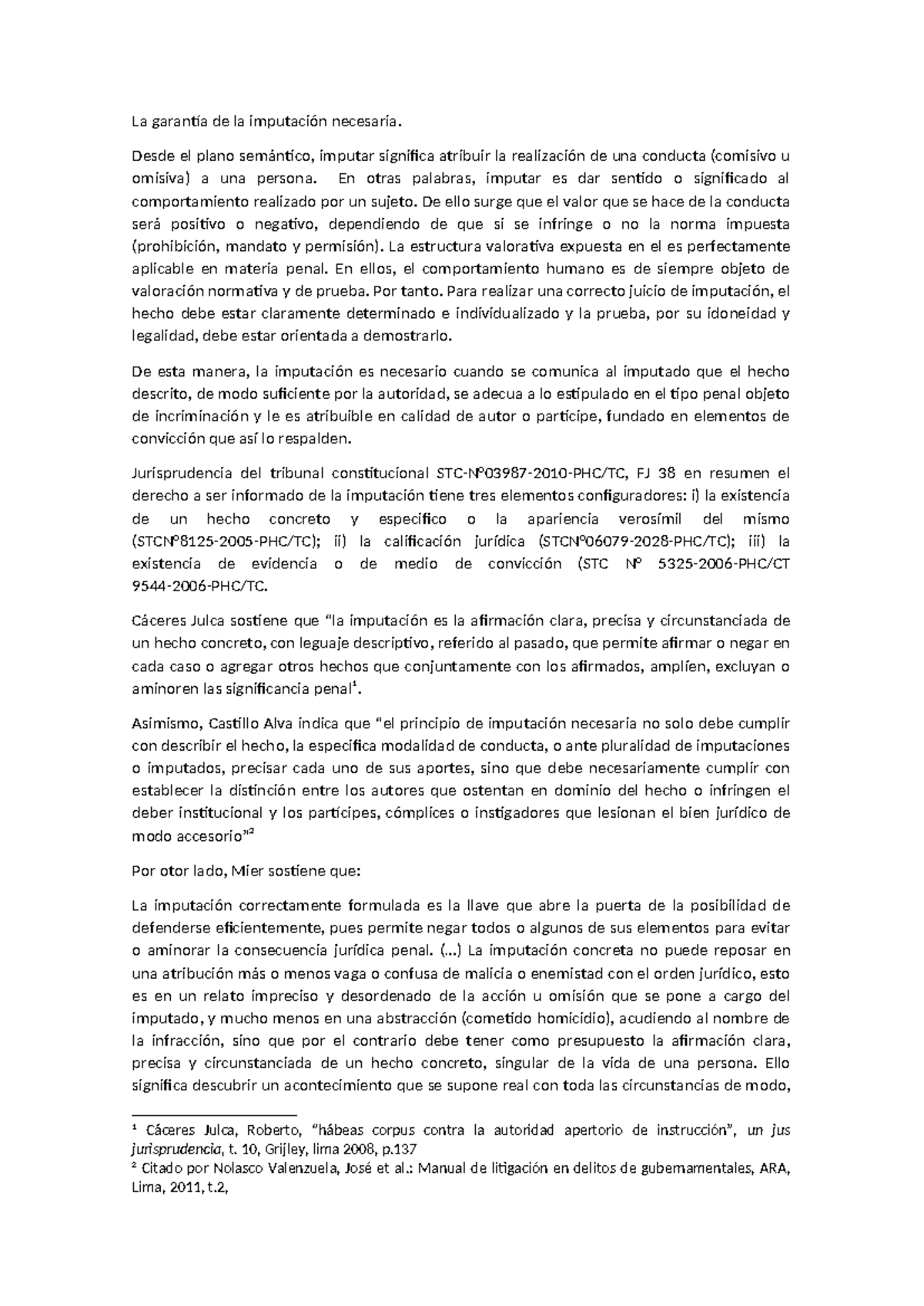 La garantía de la imputación necesaria - Desde el plano semántico ...