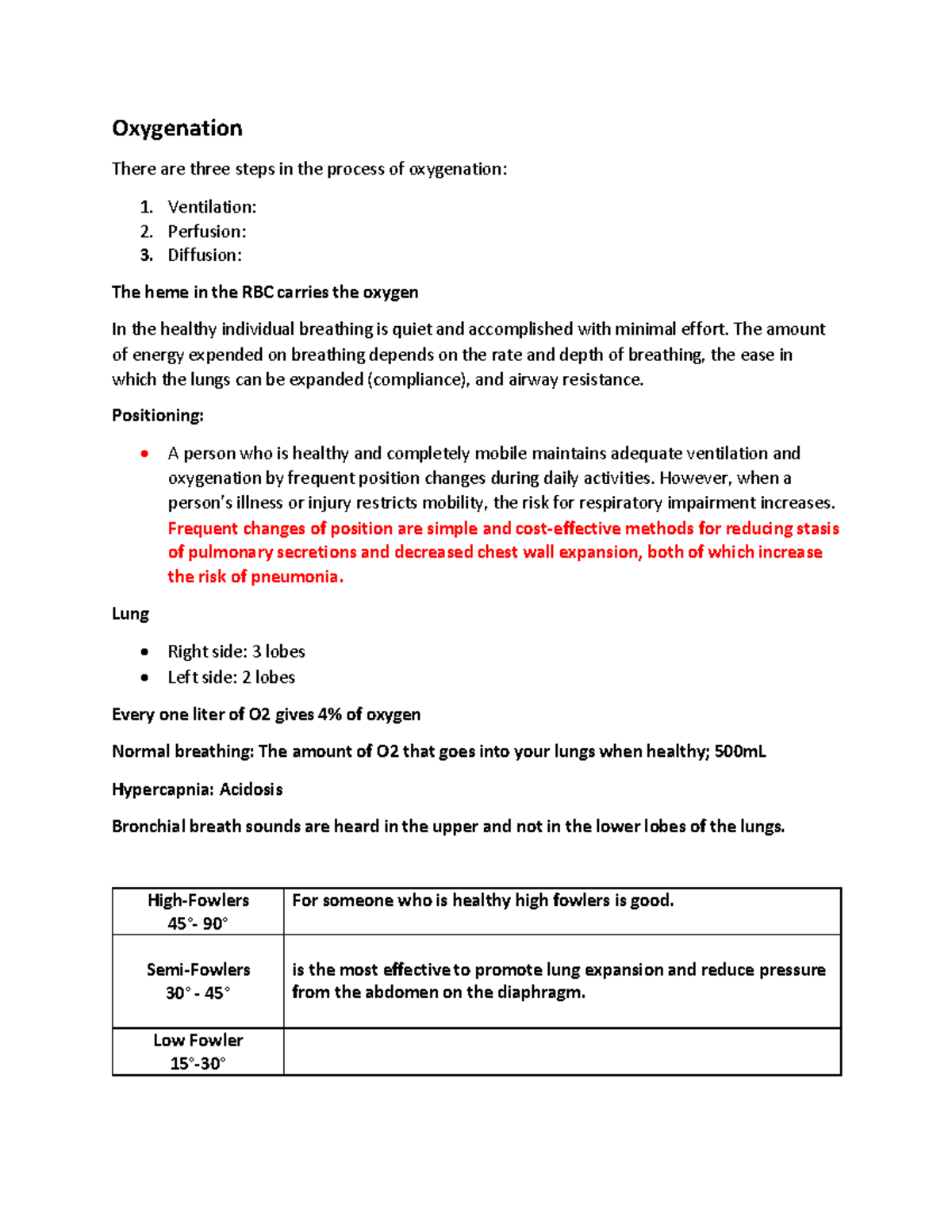 Oxygenation study guide - Oxygenation There are three steps in the ...
