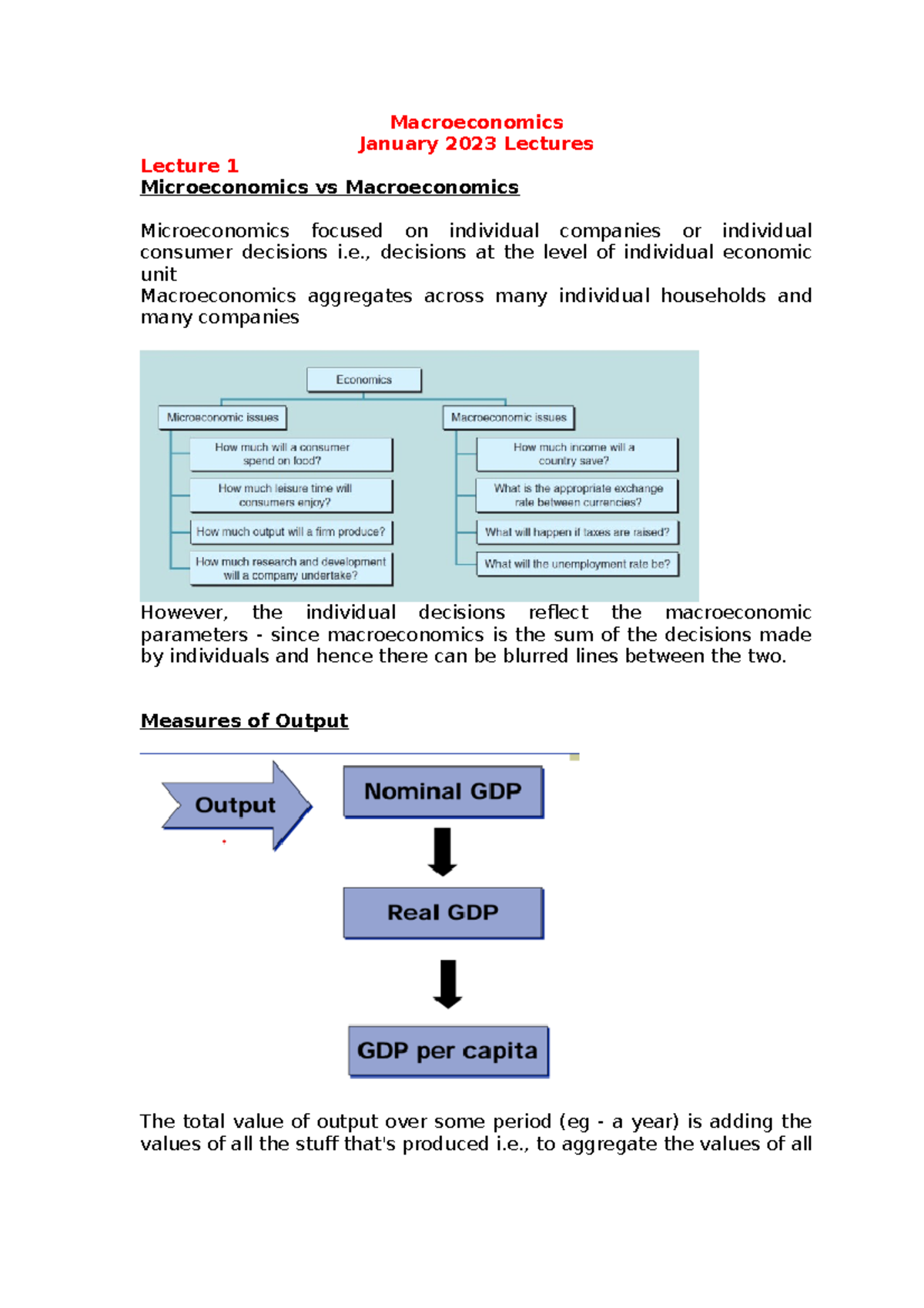 Macroeconomics Lecture: Microeconomics vs Macroeconomics Measures of ...