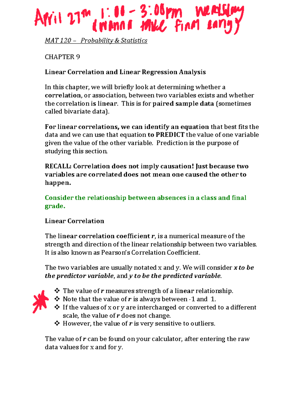 Mat 120 Chapter 9 Notes Probability And Statistics Airport Campus