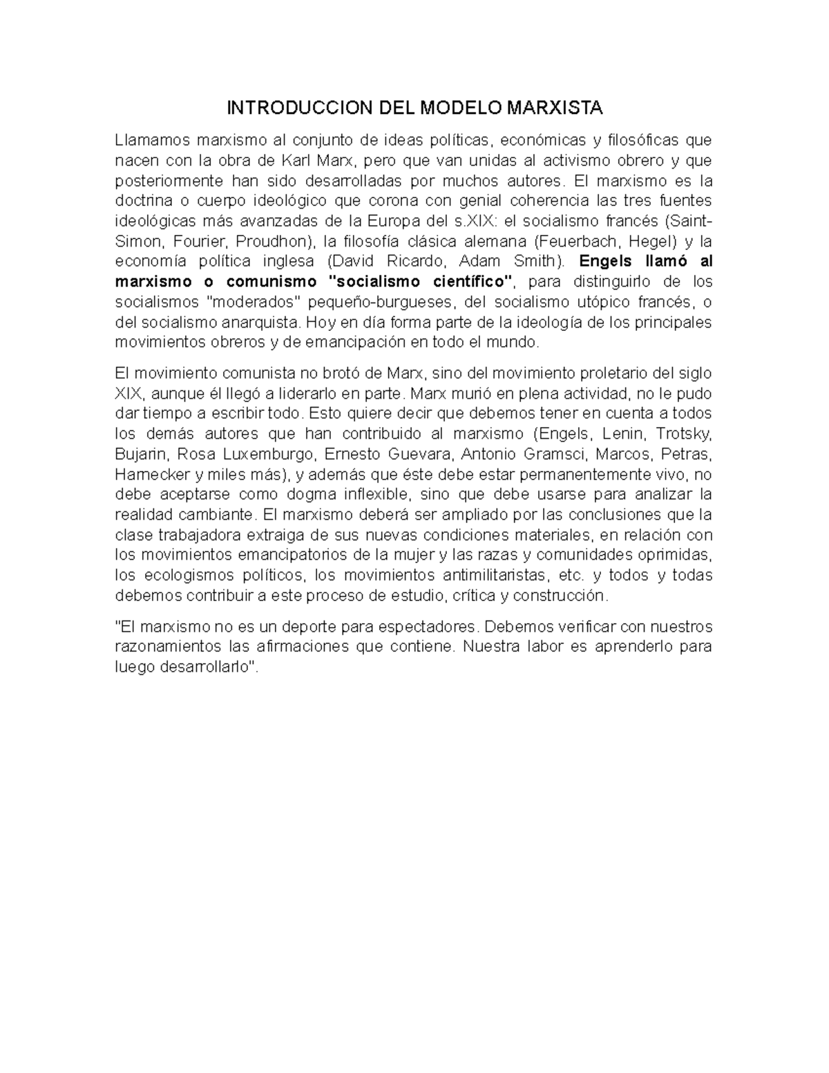 Introduccion DEL Modelo Marxista - INTRODUCCION DEL MODELO MARXISTA ...