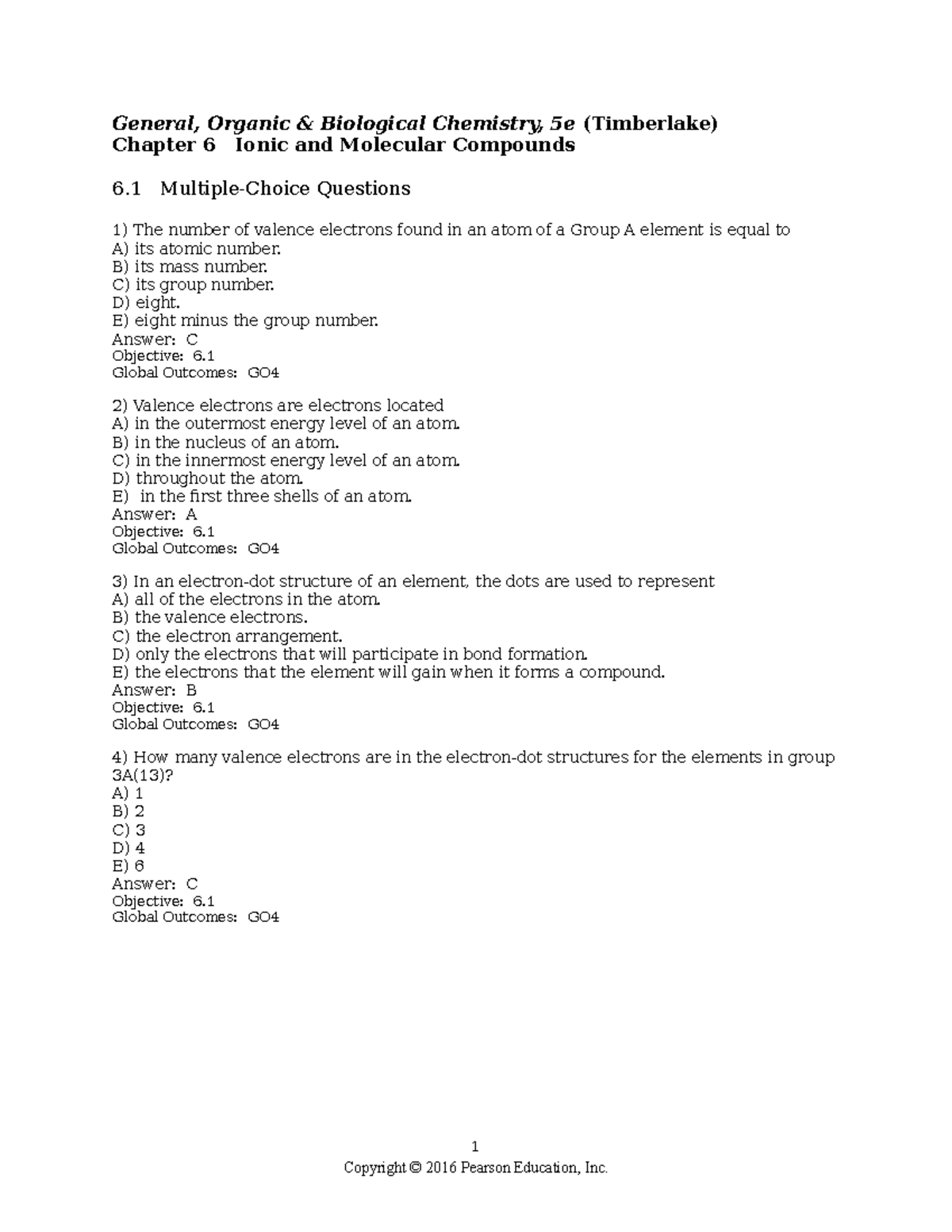 Chapter 6 - General, Organic & Biological Chemistry, 5e (Timberlake ...
