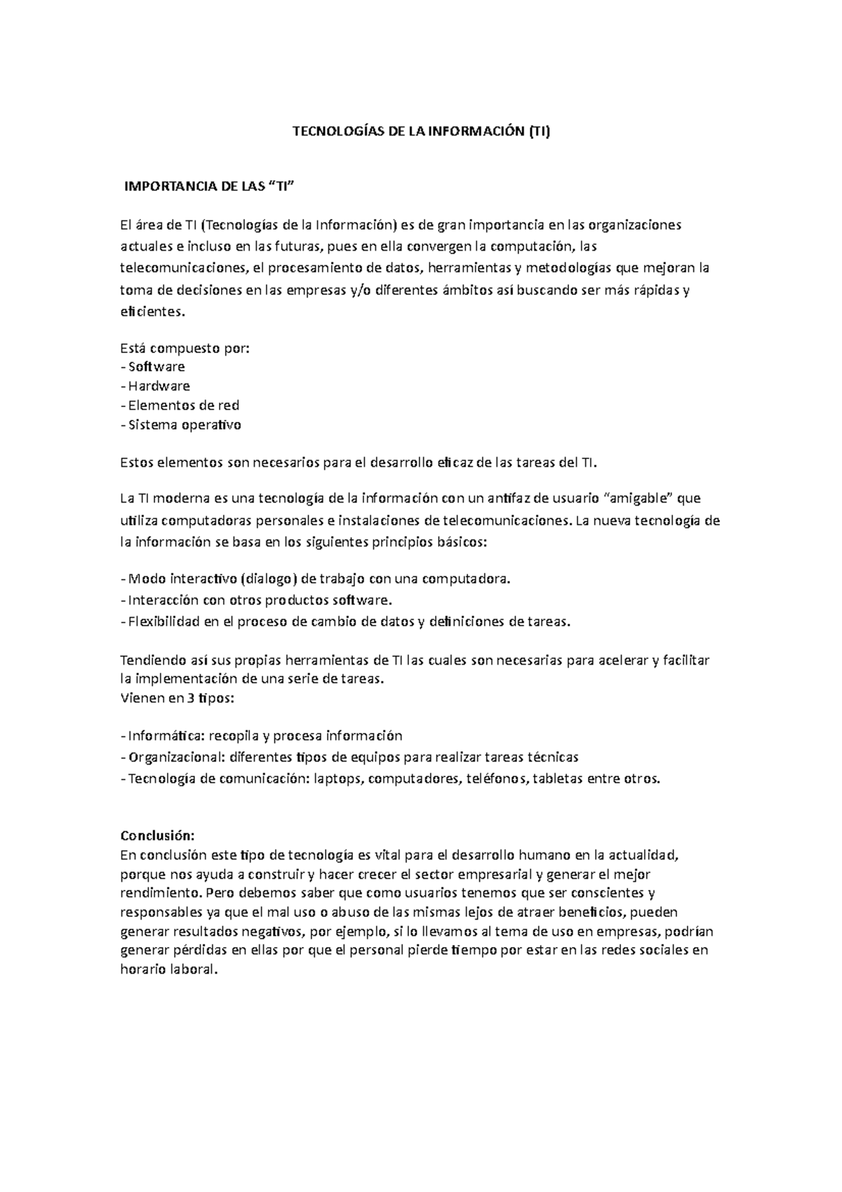 Tecnologia de la Informatica ( T I ) ensayo - TECNOLOGÍAS DE LA ...