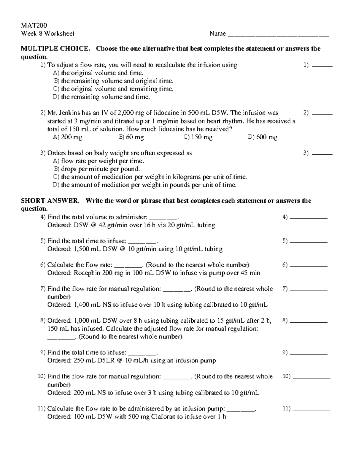 MAT200 Week 8 Worksheet - MAT Week 8 Worksheet Name ...