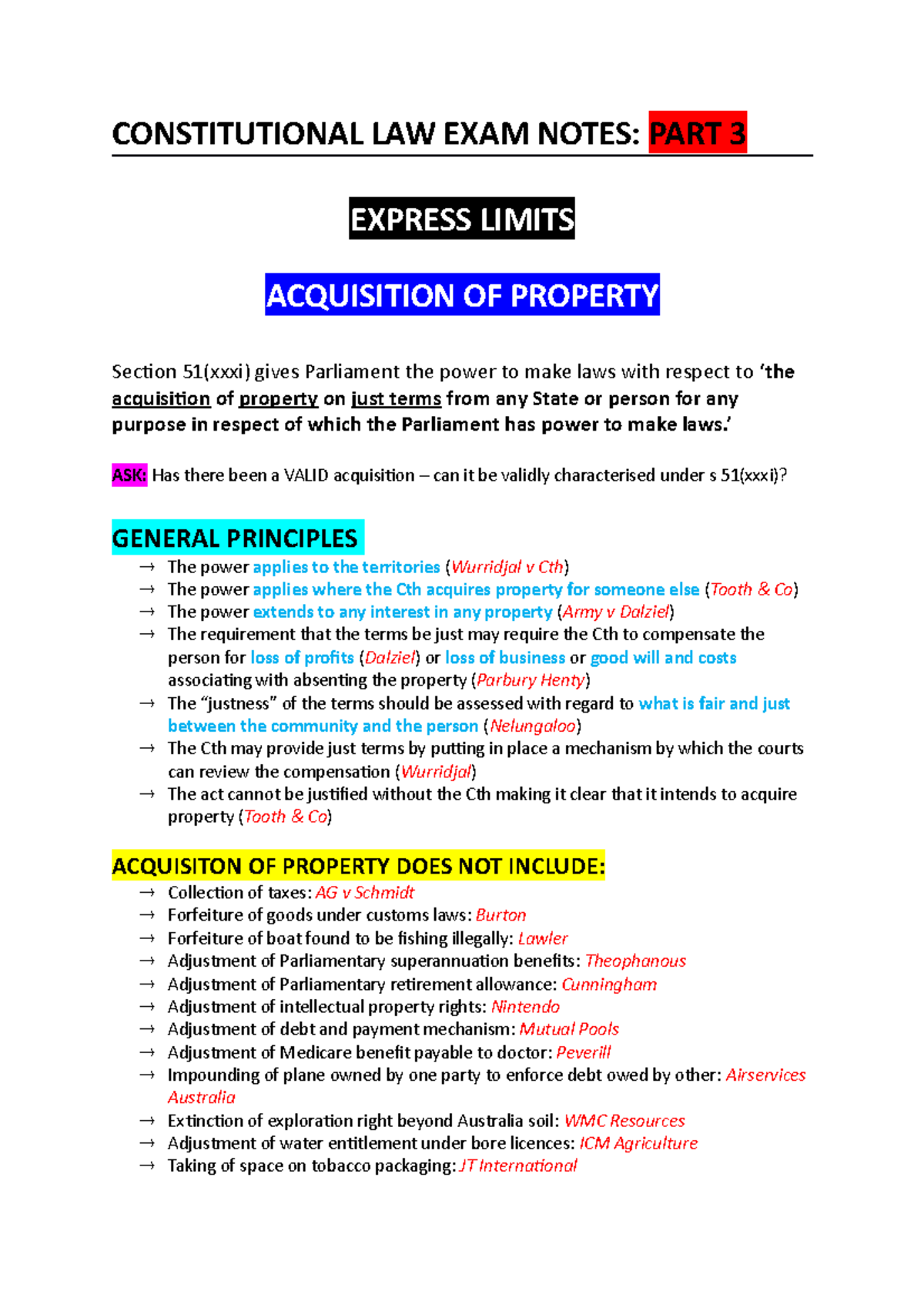 Constitutional LAW EXAM Notes - CONSTITUTIONAL LAW EXAM NOTES: PART 3 ...